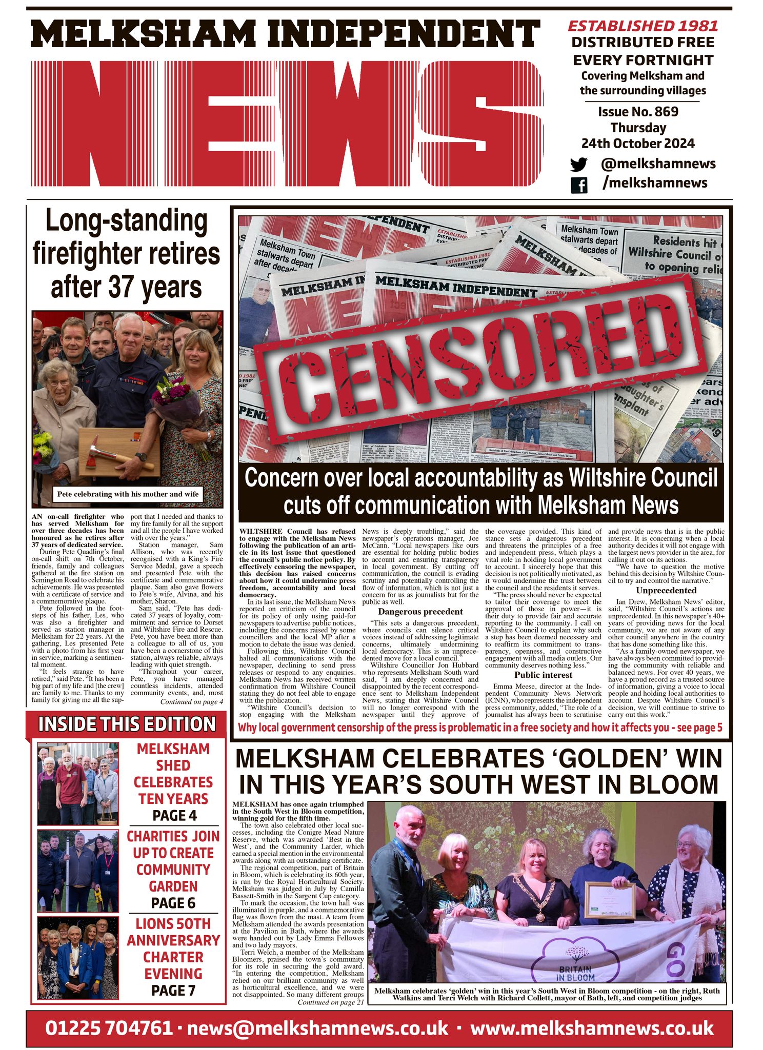 A statement from Wiltshire Publications on behalf of the Melksham News ...